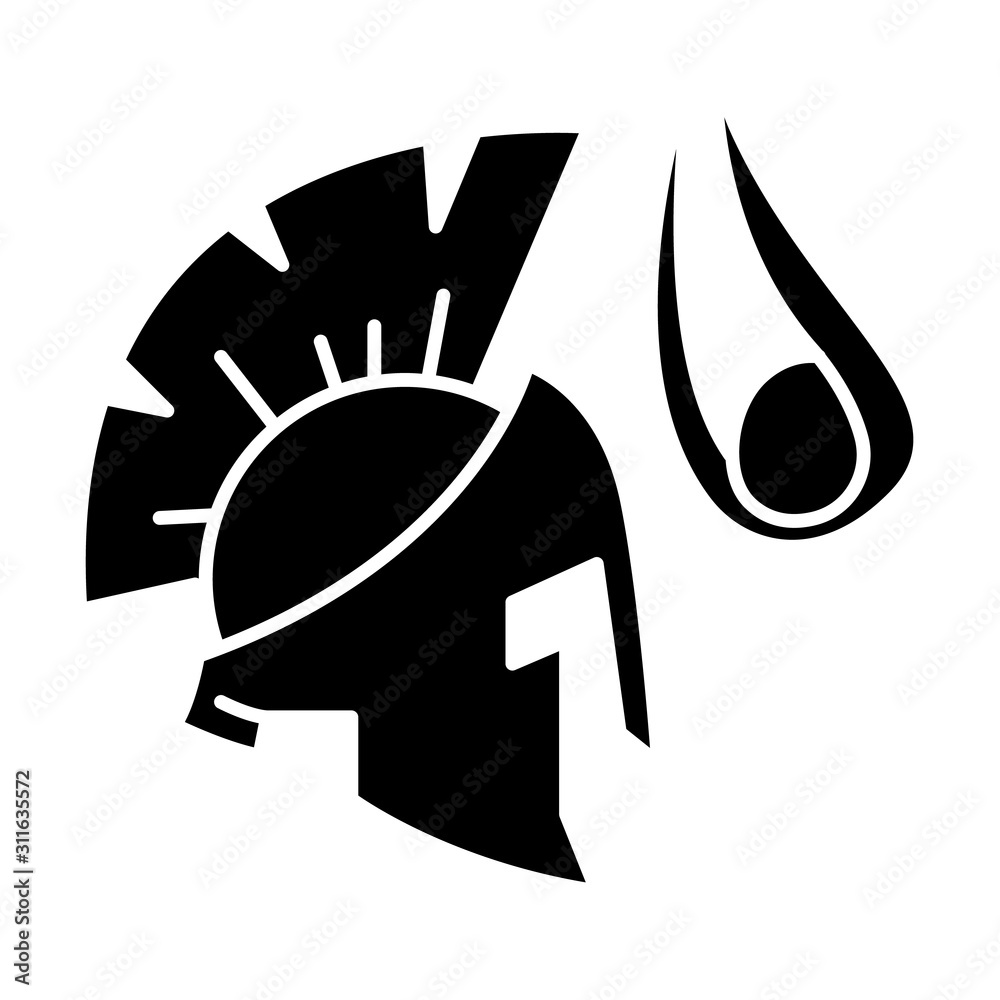 David and Goliath Bible story glyph icon. Legendary giant warrior ...