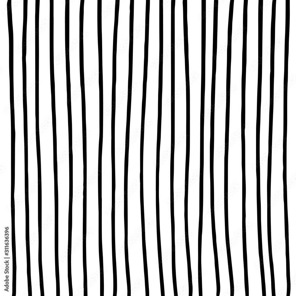 Hand drawn vertical parallel black lines on white background. Straight ...