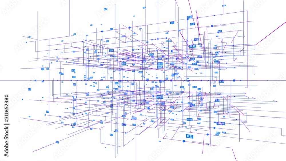 Big data visualization. HUD grid corners motion background. Analysis of ...