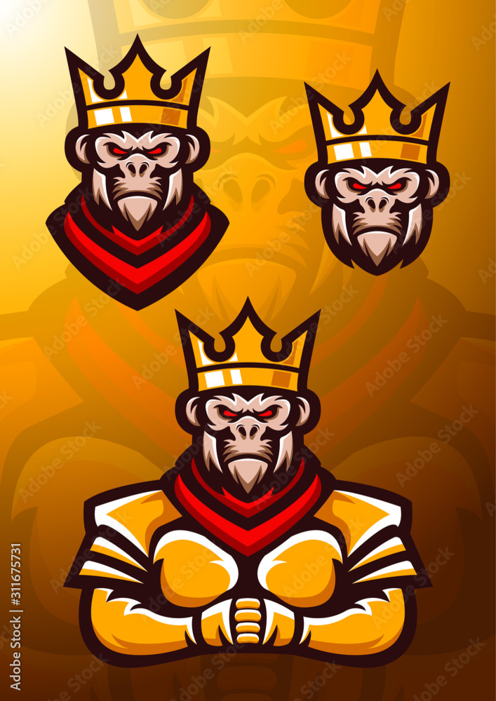 stock vector monkey king mascot. logo, badge, esport logo, and emblem ...