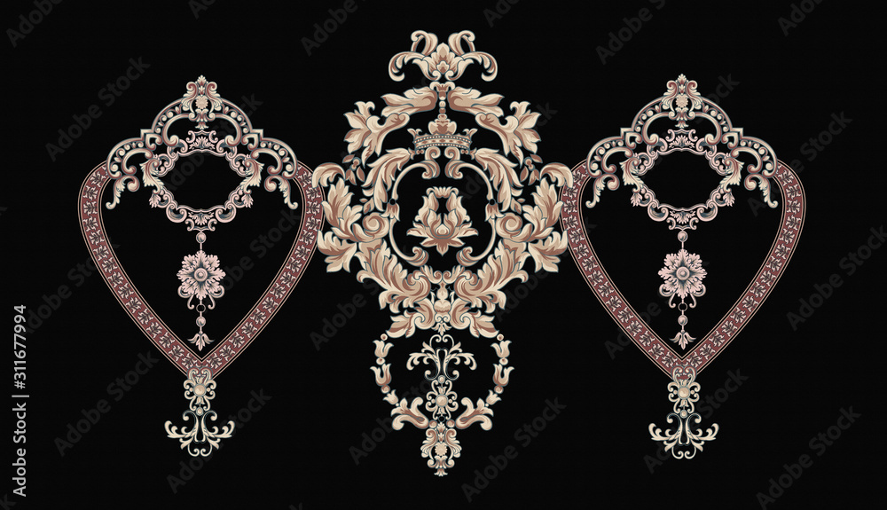 Baroque design, luxury European design，the wallpaper design Stock ...