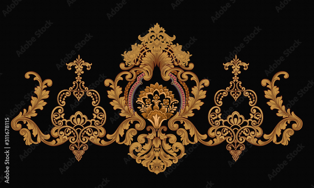 Baroque design, luxury European design，the wallpaper design Stock ...