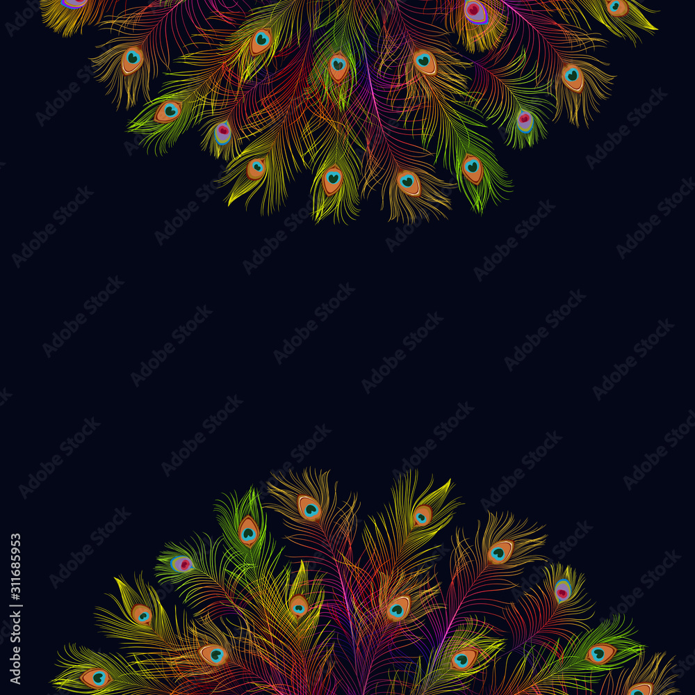 Greeting Beautiful card with peacock. Frame of peacock . Perfect cards ...