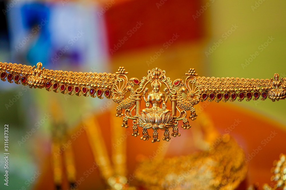 Goddess laxmi on Gold necklace Design , Stock Photo | Adobe Stock