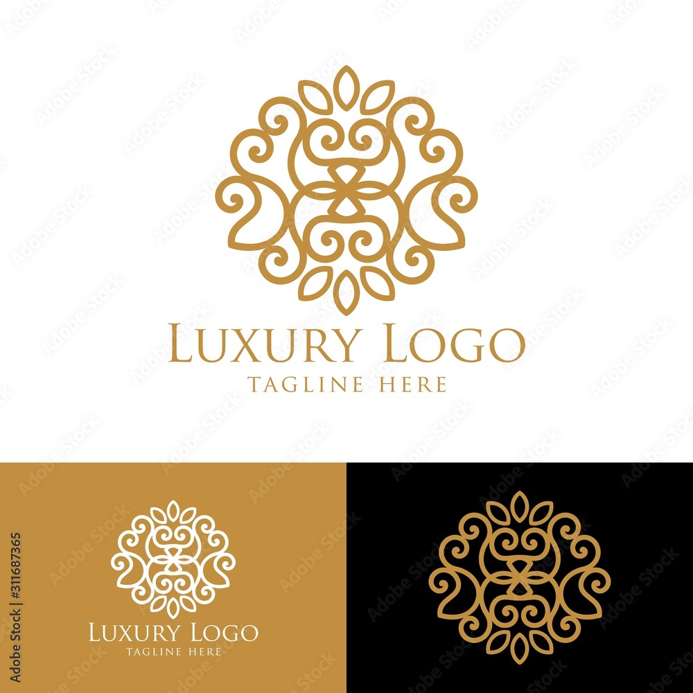 Luxury vector emblem in a circle shape with elegant. Classic elements ...