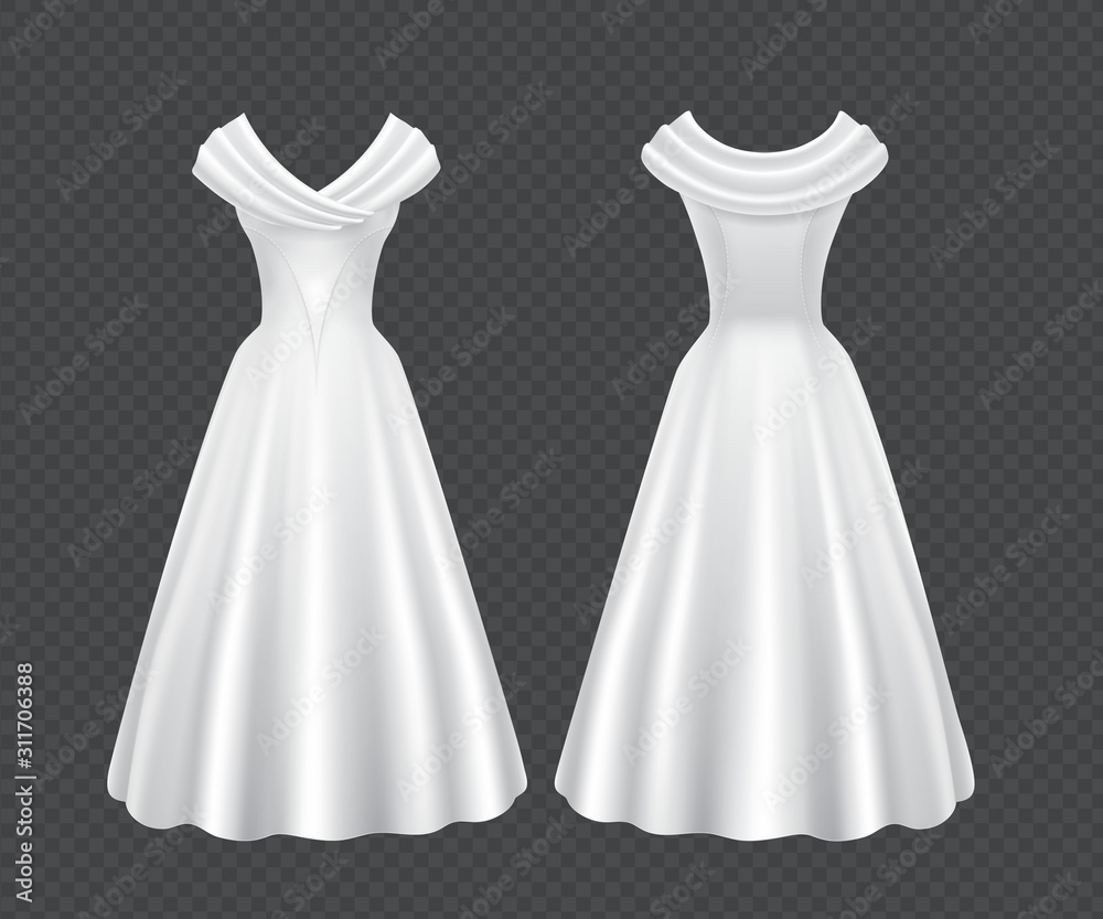 White wedding woman dress isolated on transparent background. Vector ...