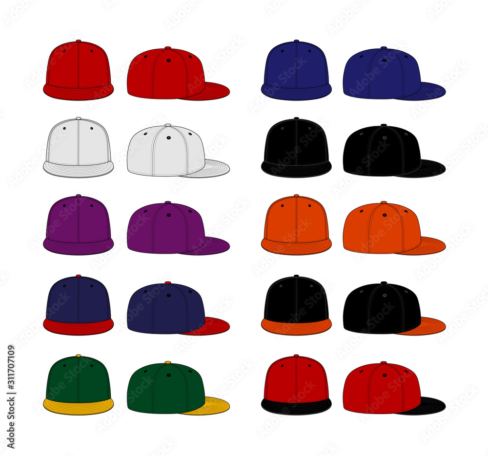 Baseball cap template vector illustration set / color variations Stock ...
