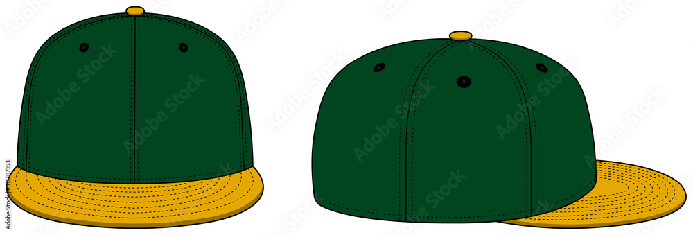Baseball cap template vector illustration / green & yellow Stock Vector ...
