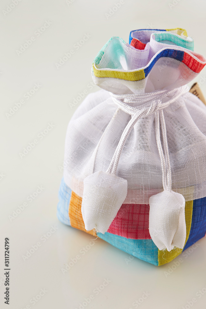 Korean traditional pouch bag on white background Stock Photo | Adobe Stock