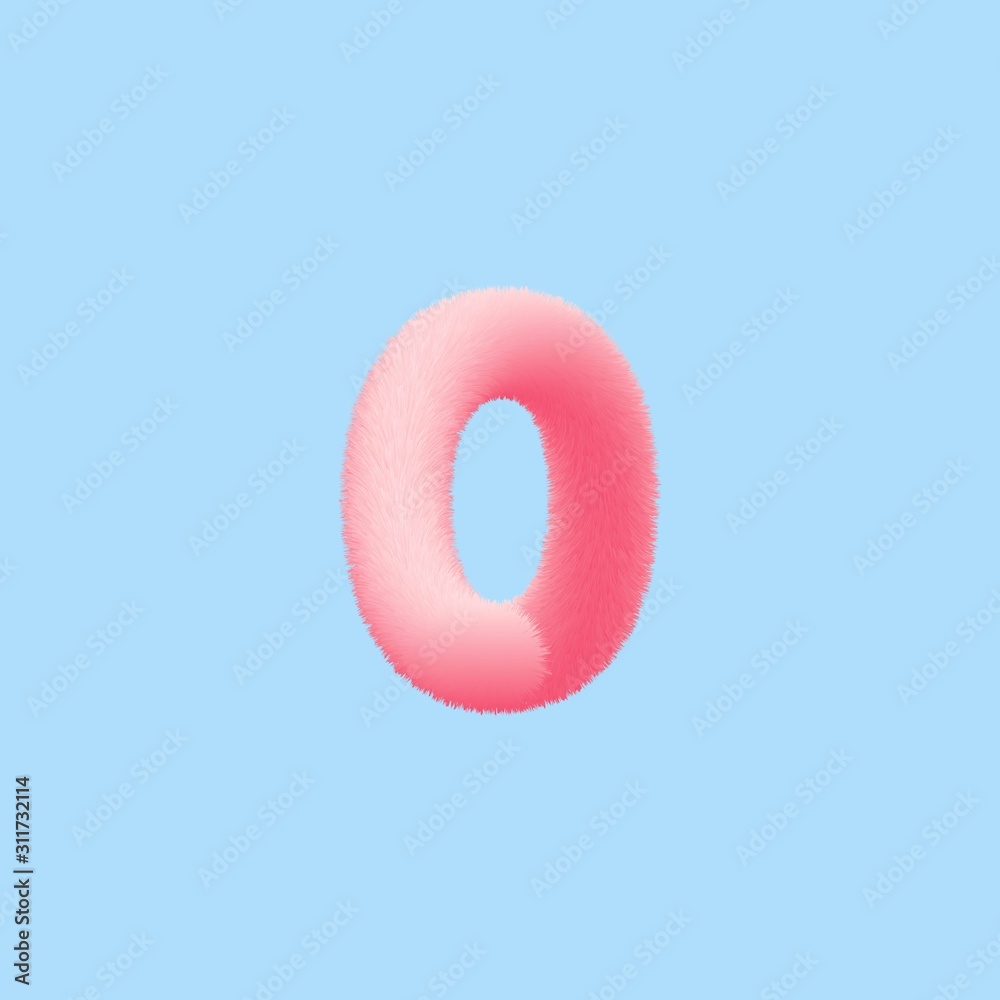 Number 0 Realistic 3D Fur Effect. Vector illustration for your Zero ...