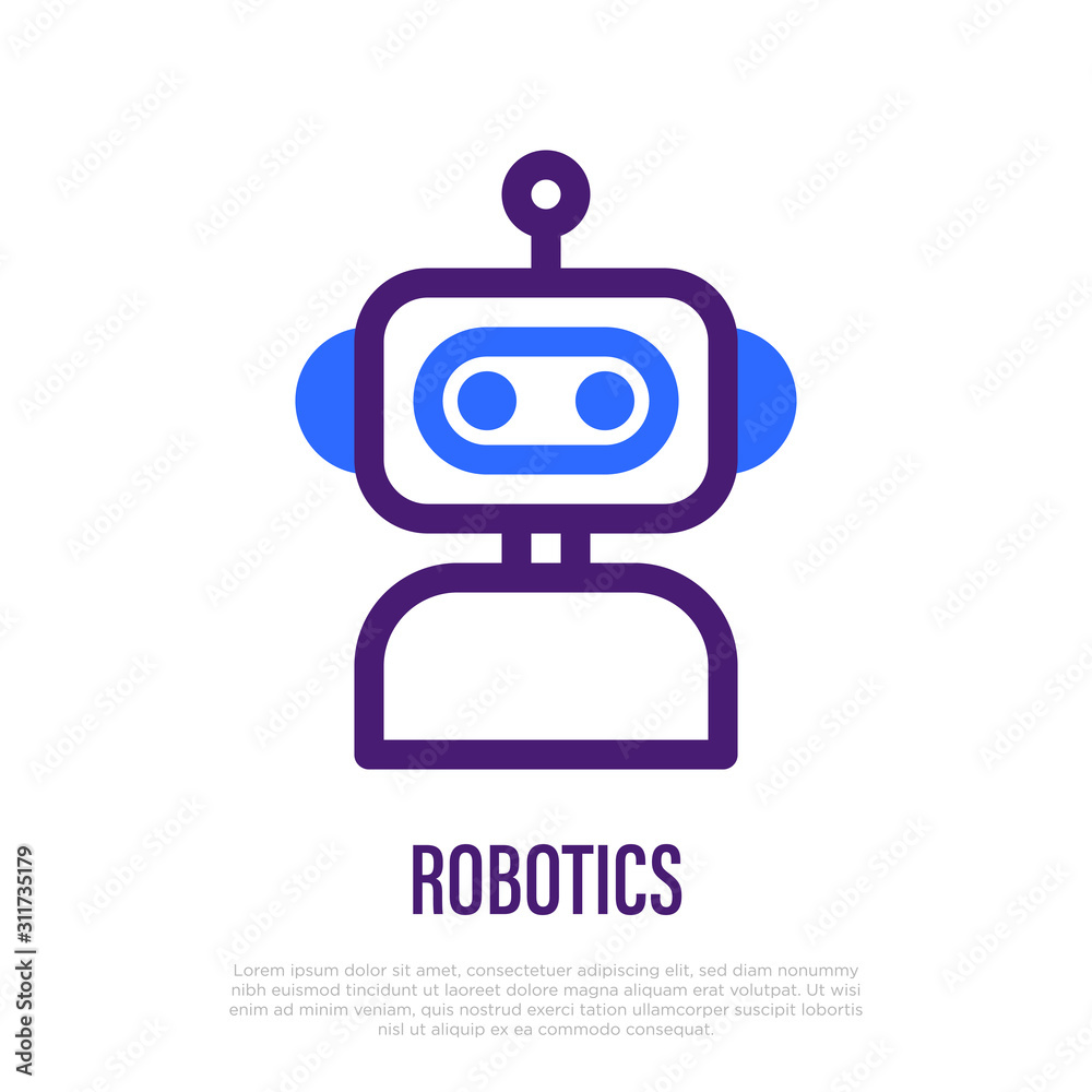 Robotics thin line icon: cute robot. Logo for ai, chatbot. Logo for ...