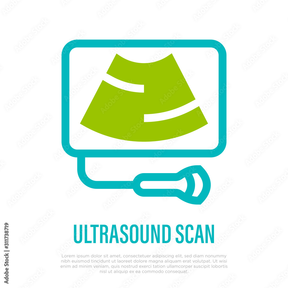 Ultrasound scan logo. Thin line icon. Medical equipment. Vector ...