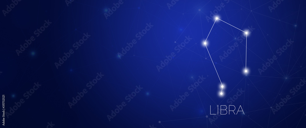 Zodiac constellation of Libra in abstract space environment with dots ...