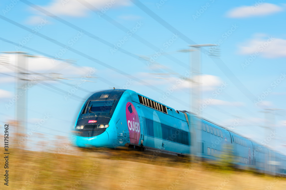 Varreddes, France - August 18, 2018: A TGV Duplex high-speed train in ...