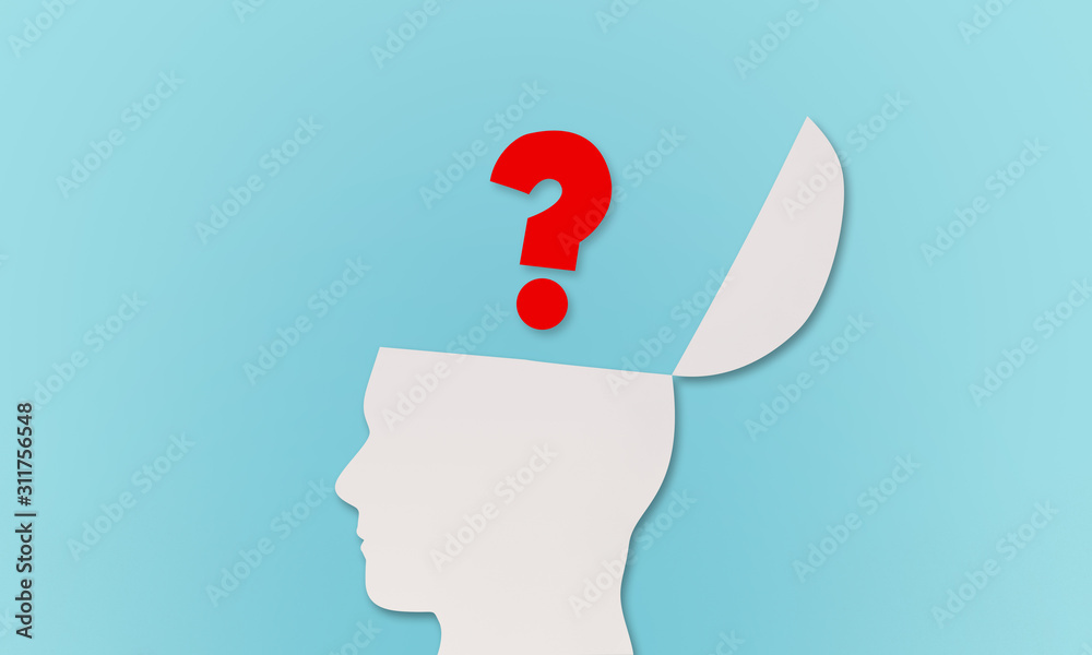 question mark opened head human blue background Stock Illustration ...
