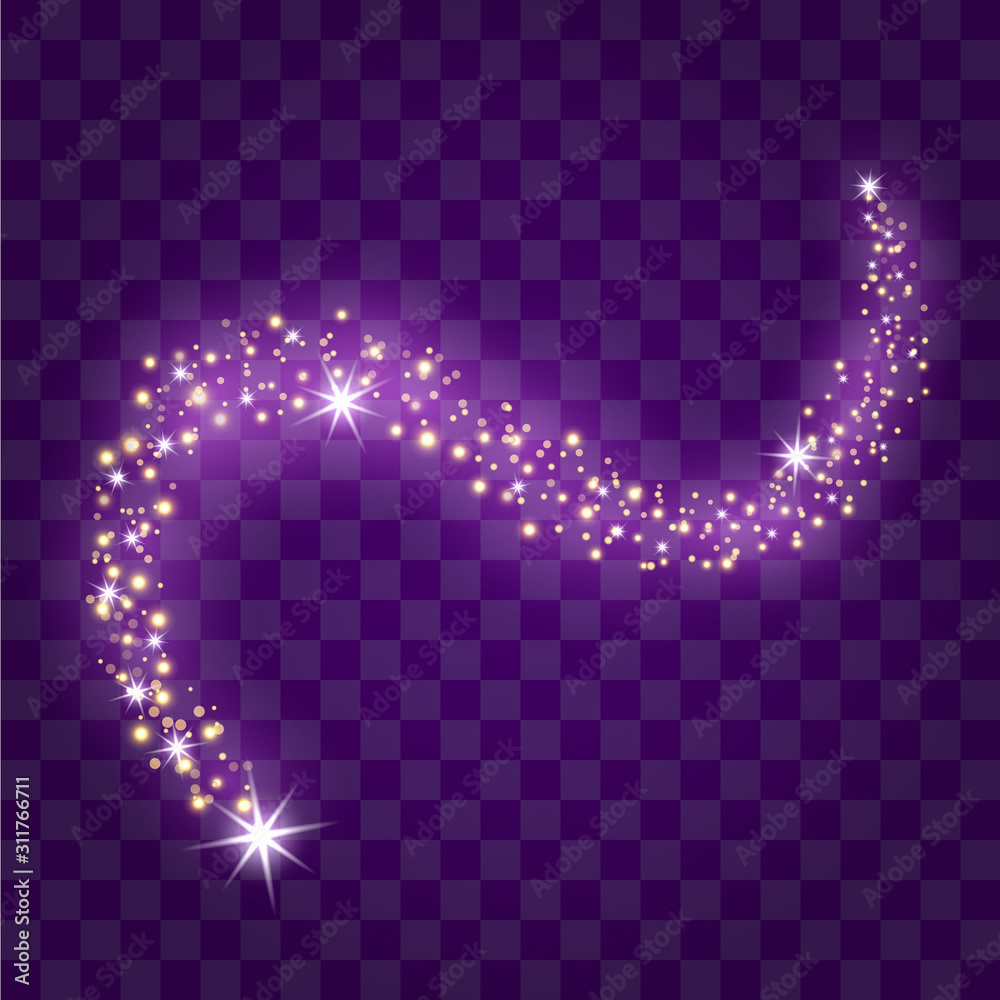 The dust sparks and golden and white stars shine with special light ...