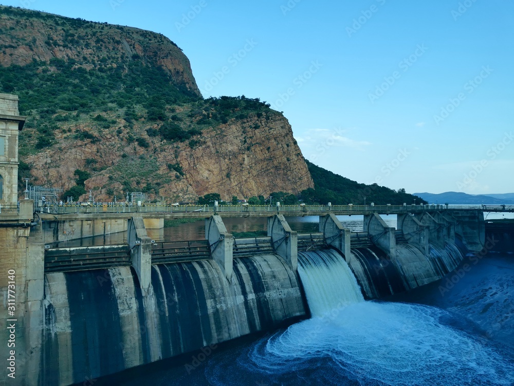 Dam overflow gate opened Stock Photo | Adobe Stock