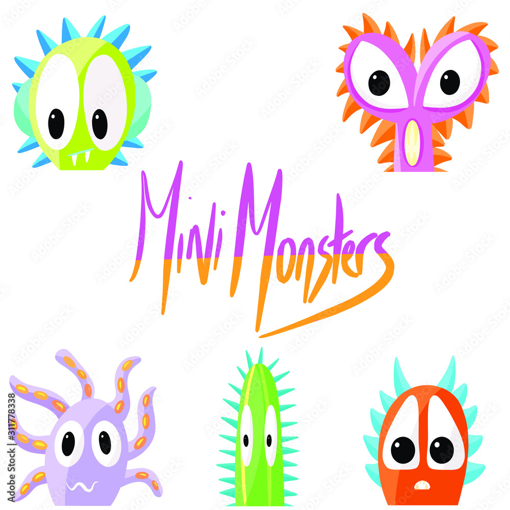 Collection of Mini Monster Fictional Imaginary Characters Cartoon ...