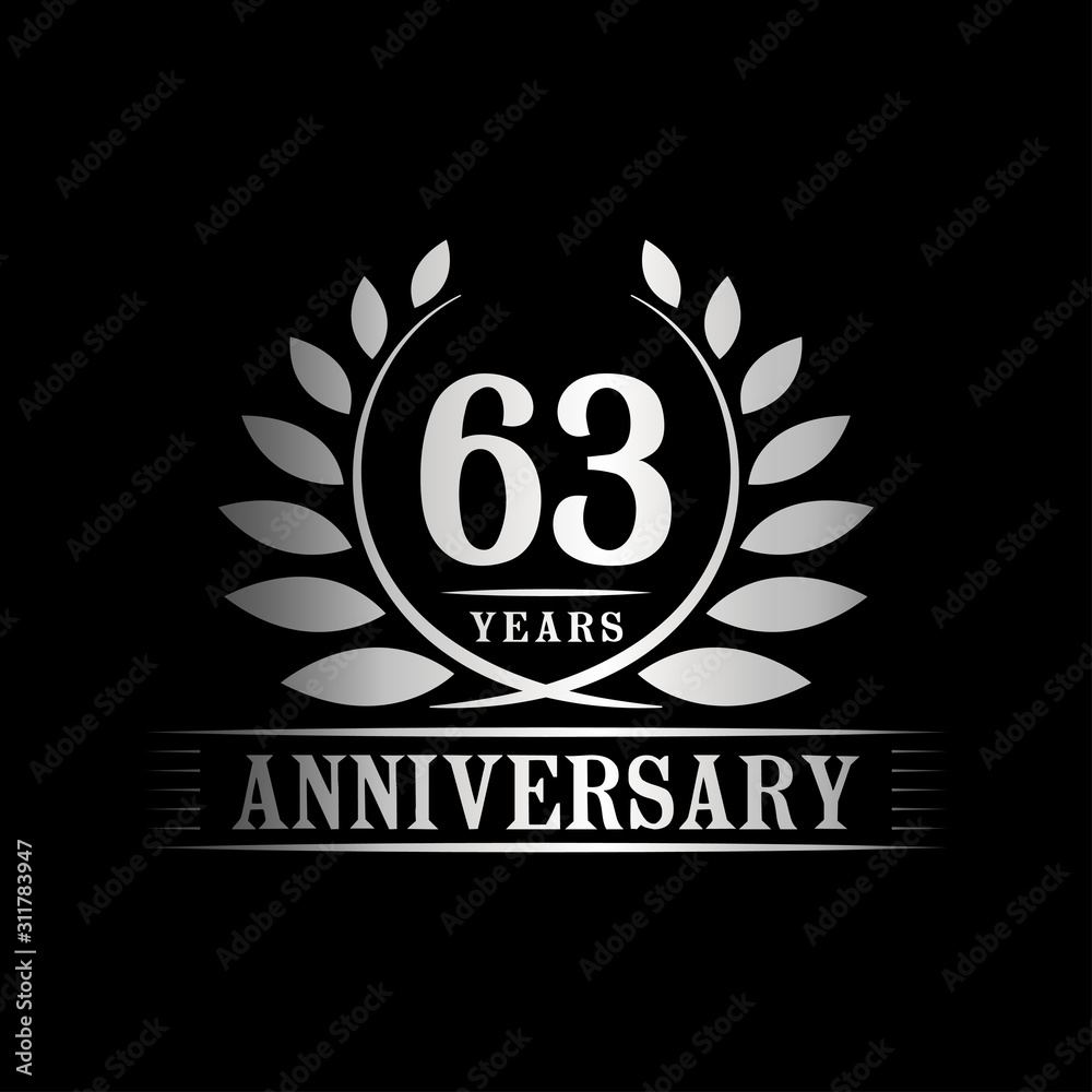 63 years logo design template. Anniversary vector and illustration ...