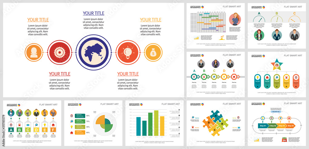 Trendy data charts template set Stock Vector | Adobe Stock
