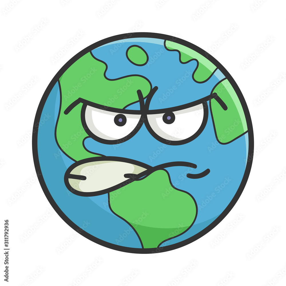 Mad planet earth cartoon illustration Stock Vector | Adobe Stock