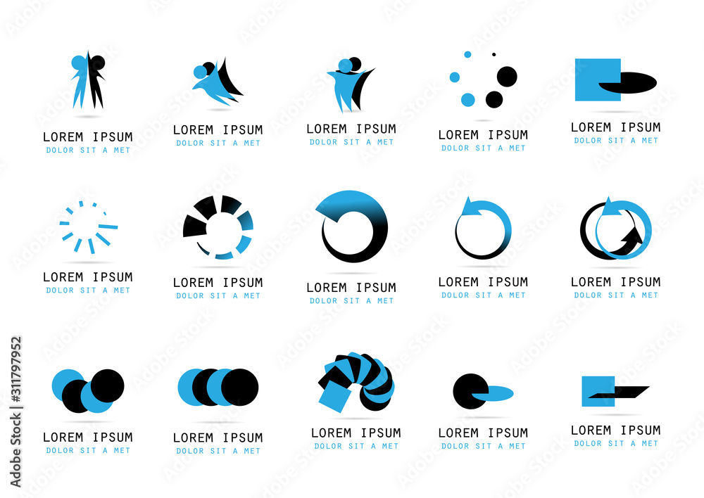 Abstract Element Logo Set. Circle Vector Isolated On White.Abstract ...