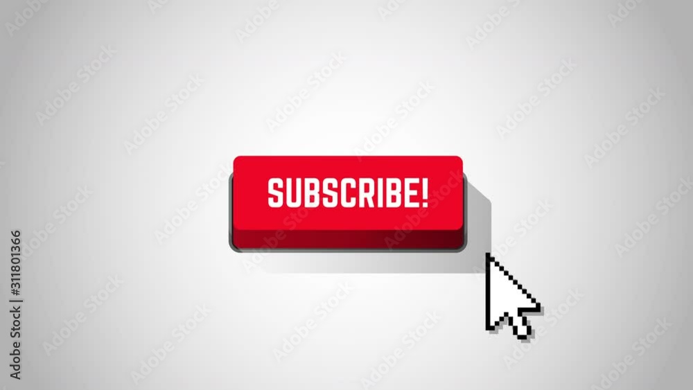 Mouse Clicking a Subscribe Button on the white grey background. Simple ...