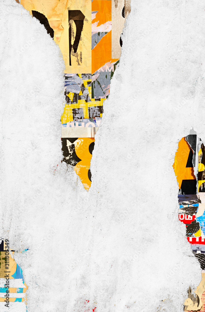 Old ripped torn posters grunge texture background creased crumpled ...