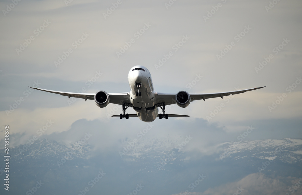 avion despegando de un aeropuerto Stock Photo | Adobe Stock