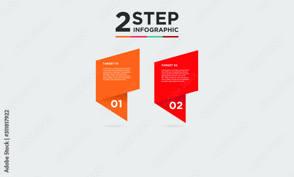 2 step infographic element. Business concept with twooptions and number ...
