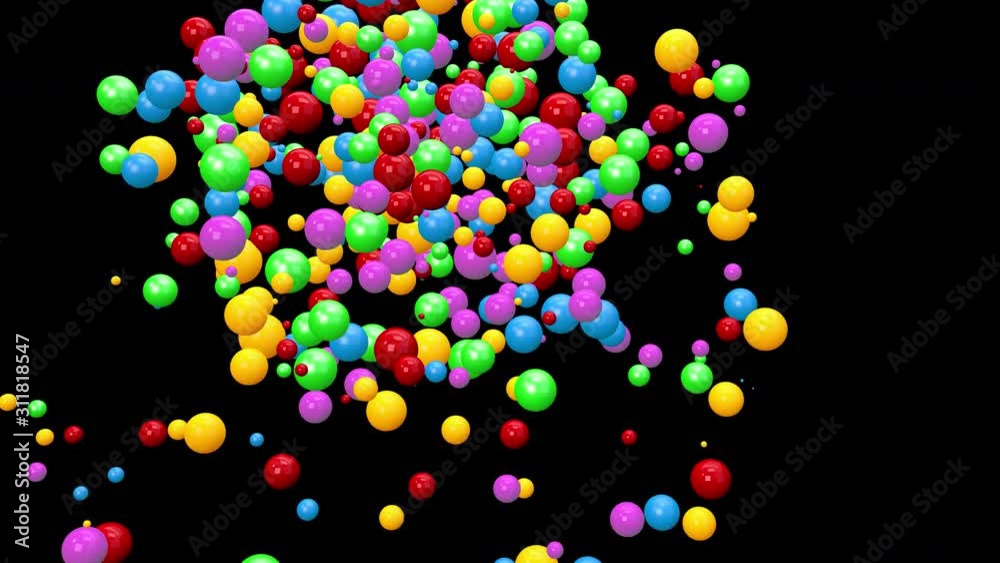 Animation of a pile of abstract colorful spheres and balls, 3D CGI ...
