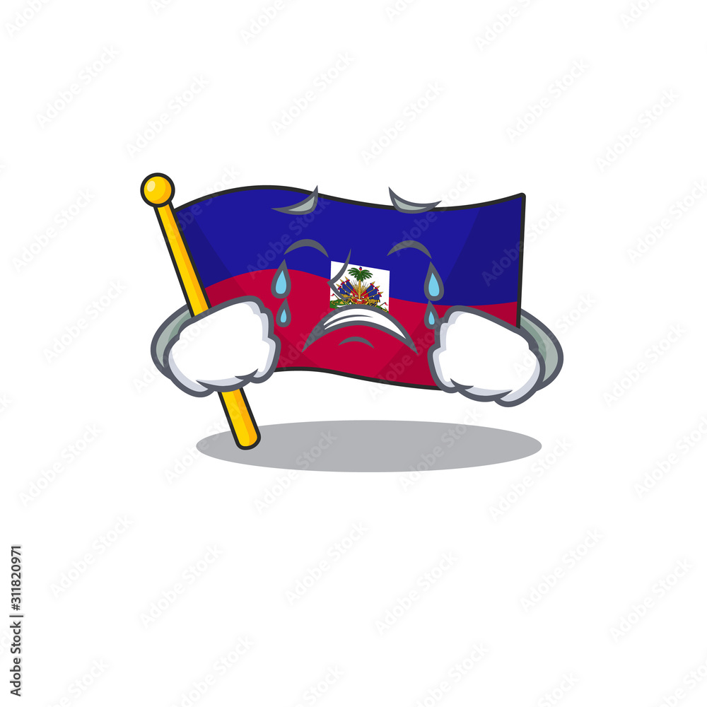 Sad Crying Flag Haiti Scroll Cartoon Character Design Stock Vector Adobe Stock