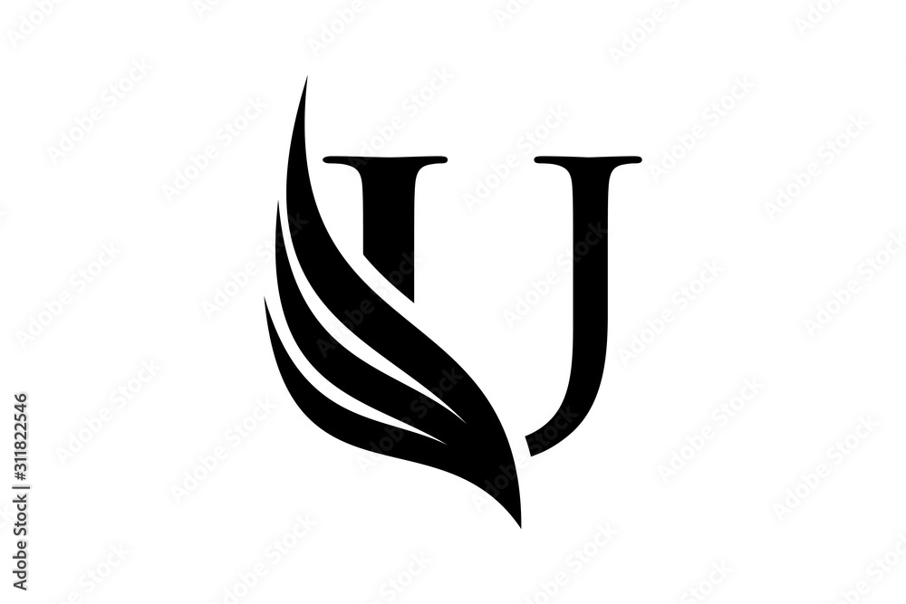Initial letter U logo and wings symbol. Wings design element, initial ...
