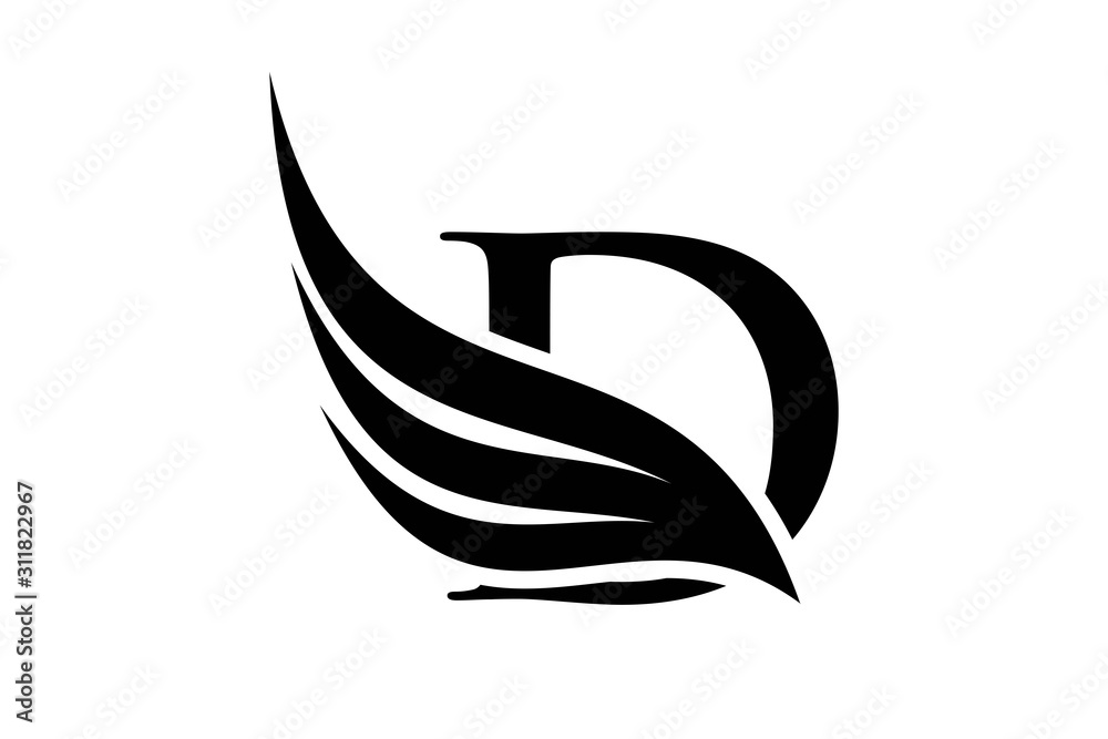Initial letter D logo and wings symbol. Wings design element, initial ...