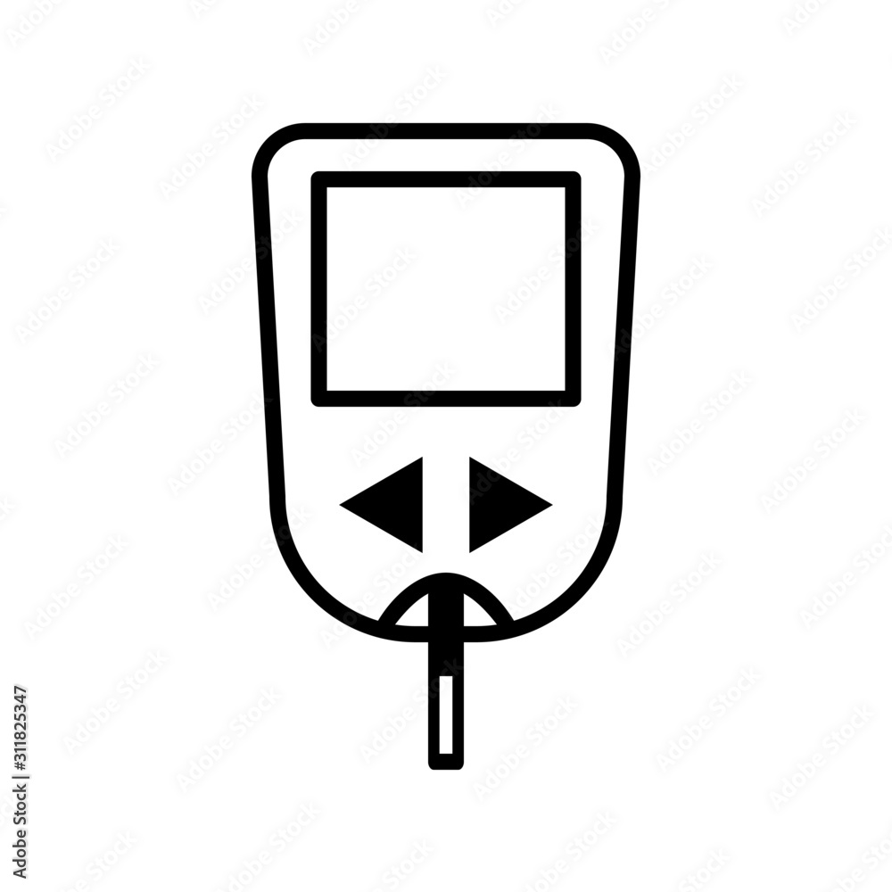 Glucometer, sugar measurement line icons. Diabetes disease icons set ...