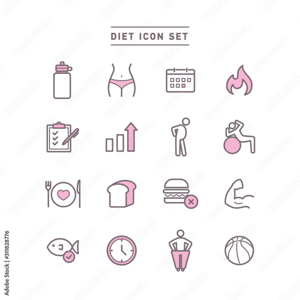 DIET ICON SET Stock Vector | Adobe Stock