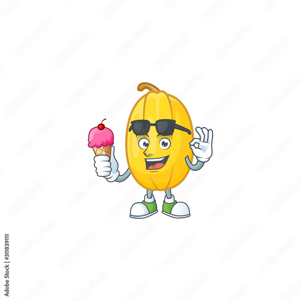 Cute spaghetti squash cartoon character with ice cream Stock Vector ...