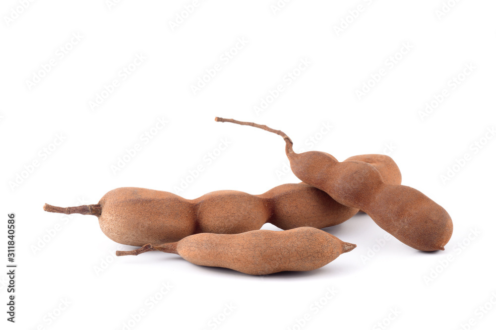 Tamarind isolated on white background. Sweet tamarind (Tamarind indica ...