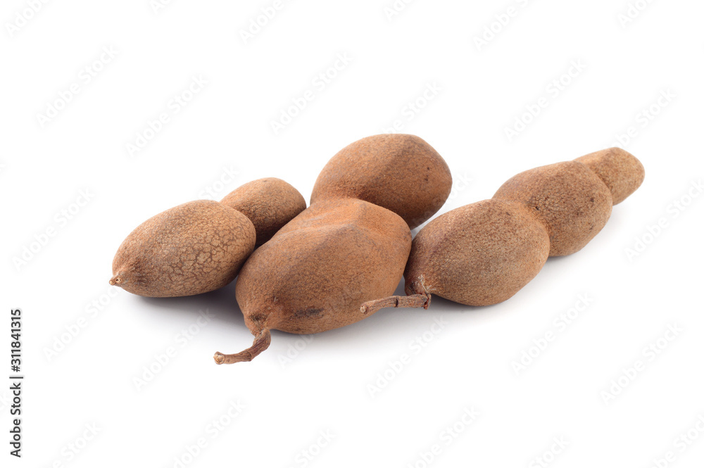Tamarind isolated on white background. Sweet tamarind (Tamarind indica ...