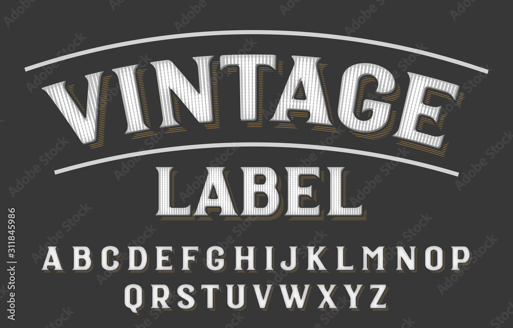 Vintage Label alphabet font. Textured vintage letters. Vector typeface ...
