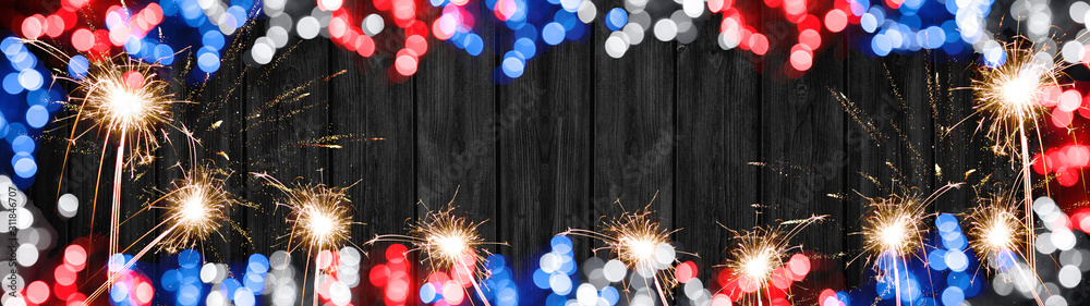 Happy 4th of July background - Frame made of red blue white bokeh in ...
