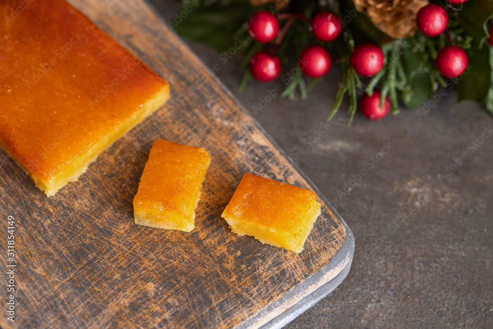 Turron de yema or Burnt egg yolk nougat, delicious and famous Christmas ...