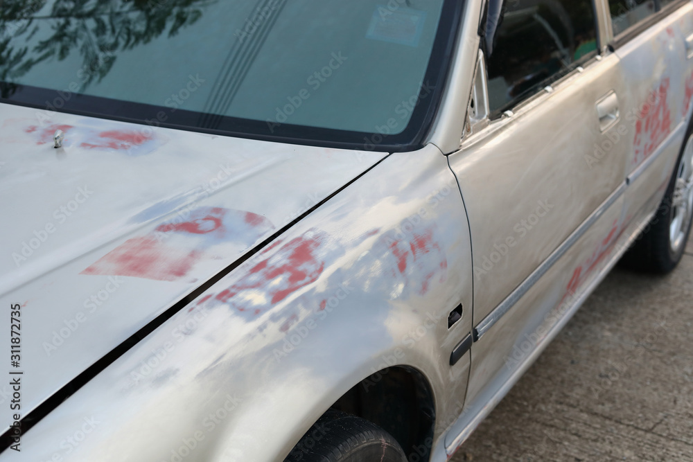 repair body car rubbing scrub texture for new paint color Stock Photo ...
