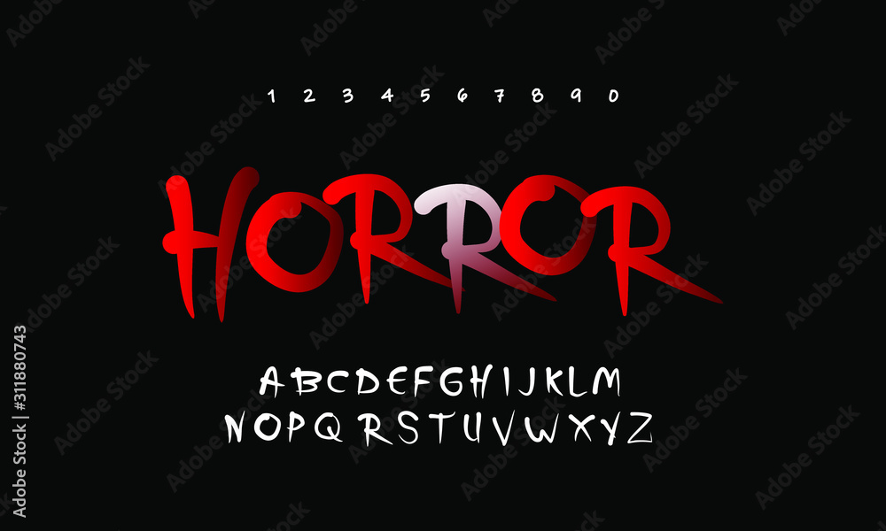 Vetor do Stock: Horror scary fonts alphabet. Hand drawing text and ...