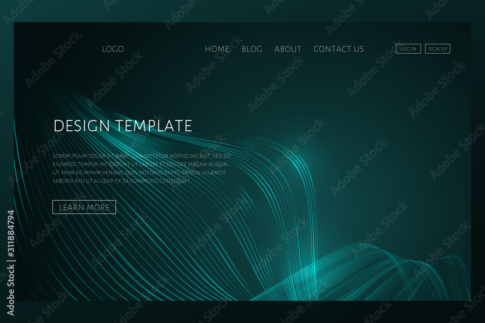 Abstract tech background with waveform lines Landing page Design ...