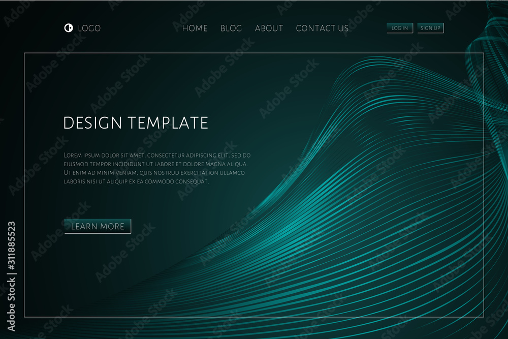Abstract tech background with waveform lines Landing page Design ...