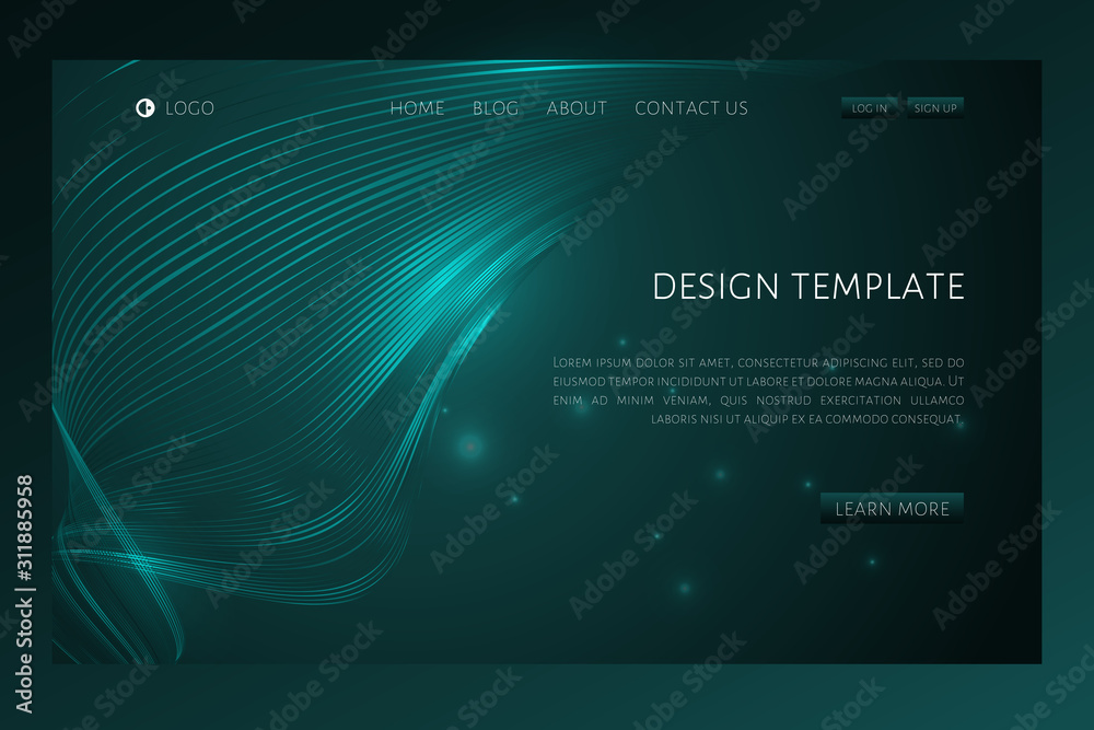 Abstract tech background with waveform lines Landing page Design ...