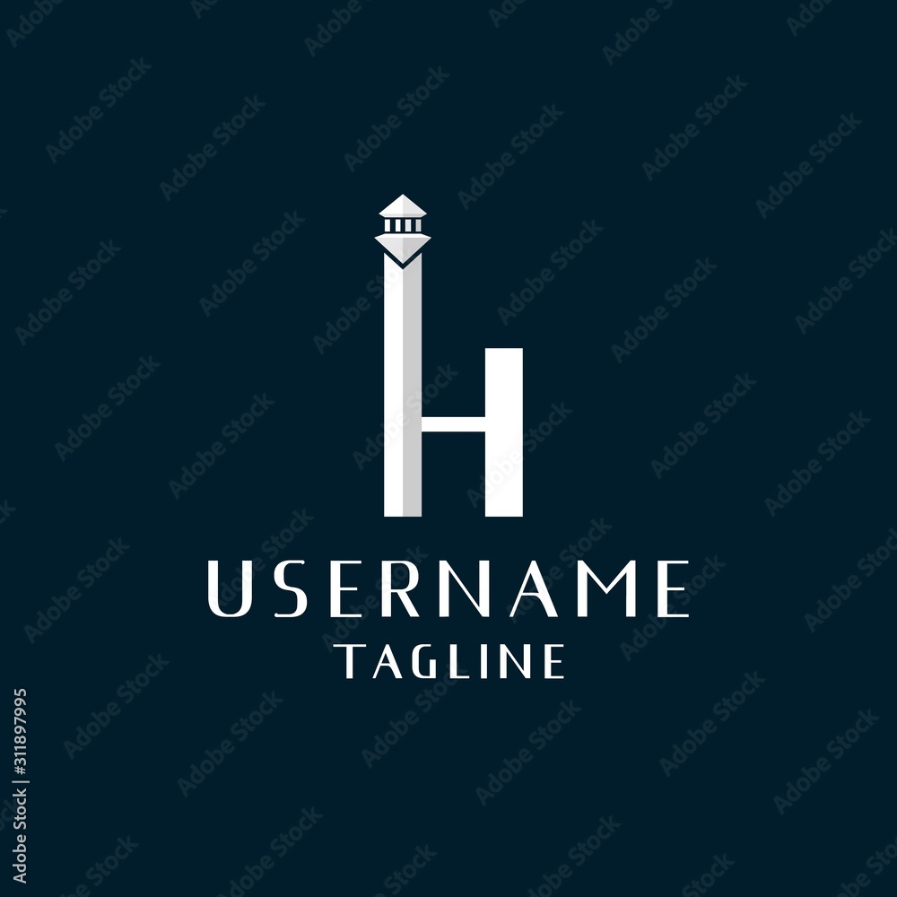 letter H logo design inspiration . h tower logo design template ...