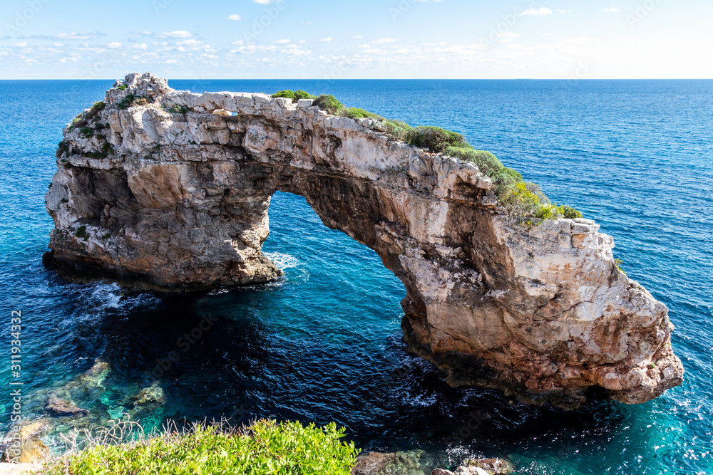 The famous spot in the south of mallorca, spain - the hole in the rock ...
