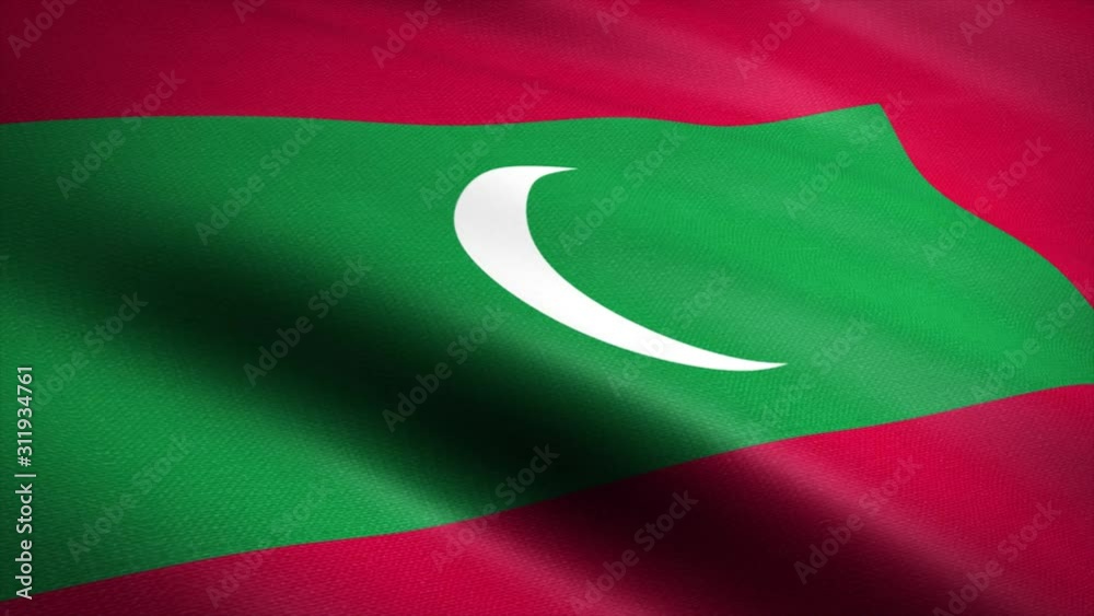 Flag of Maldives. Waving flag with highly detailed fabric texture ...
